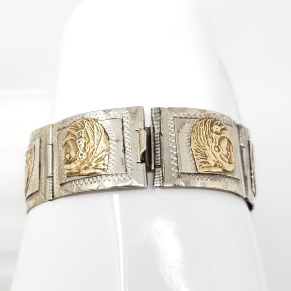 Antique | Jewelry | Vtg Sterling Silver Mexico Hinged Aztec Bracelet ...